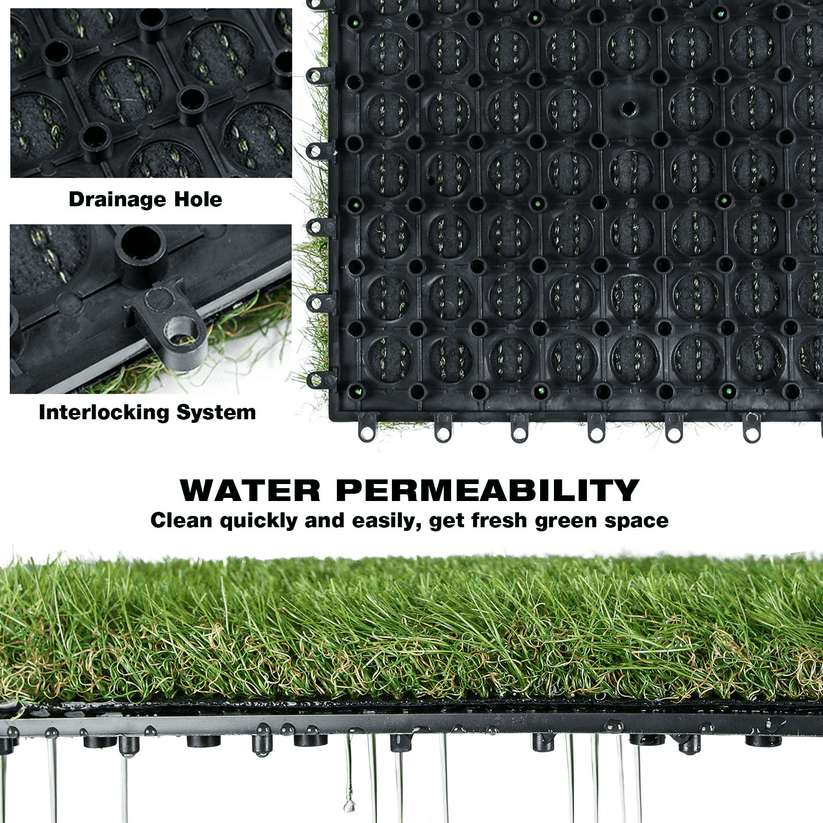 XLX TURF Artificial Grass Tiles Interlocking Turf Deck Set